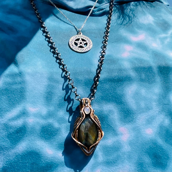 Blue Labradorite Skull Sterling Silver Wire Wrap With Opal - Wire ...