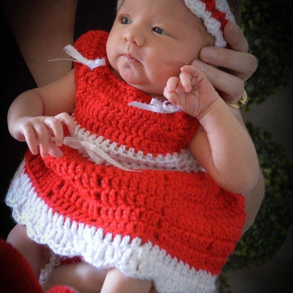 Red Baby Girl Dress Holiday Baby Dress Christmas Baby Set Knit Red Baby ...