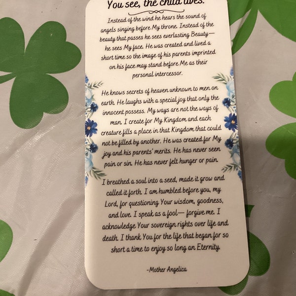 Spiritual Bouquet Card - Catholic Prayer Card - Devotion - Catholic ...