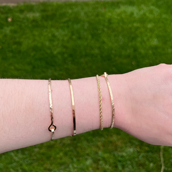 Rose Gold Bangle, Open Bangle, Gold Bangle 14K Gold Filled, Thin Bangle ...