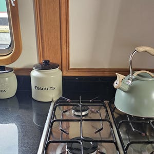 Navy Blue Tea Coffee Sugar Canisters Set With Optional Biscuit/cookie ...
