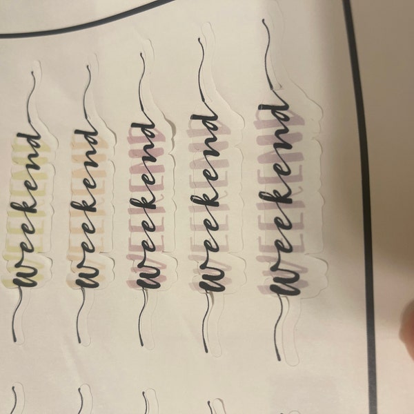 WEEKEND Script, Printable Planner Stickers, Script Stickers - Etsy