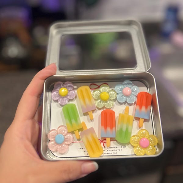 Popsicle Magnets or Push Pins + Tin Box | Cute Magnets | Food Magnets ...