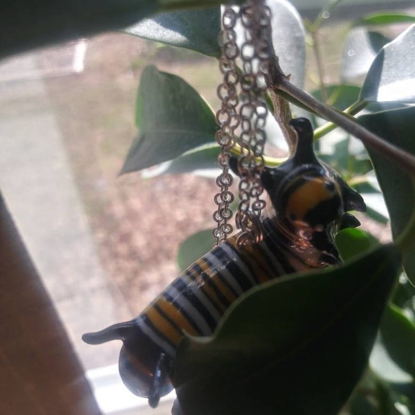 Monarch Caterpillar Necklace, Caterpillar Pendant, Caterpillar Jewelry ...