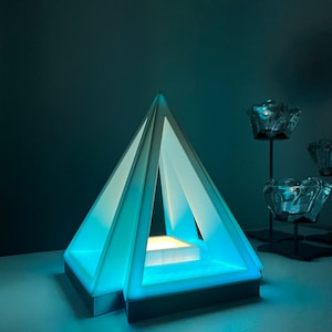 Pyramid LED Table Lamp With Color Changing Remote,3d Printed LED Lamp ...