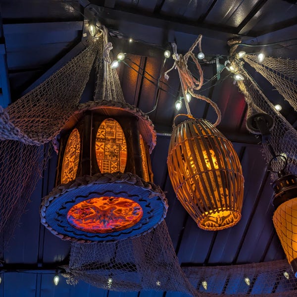 Exotic Hexagon Panel Tiki Lamp Bar Pendant Light With Seashell and ...
