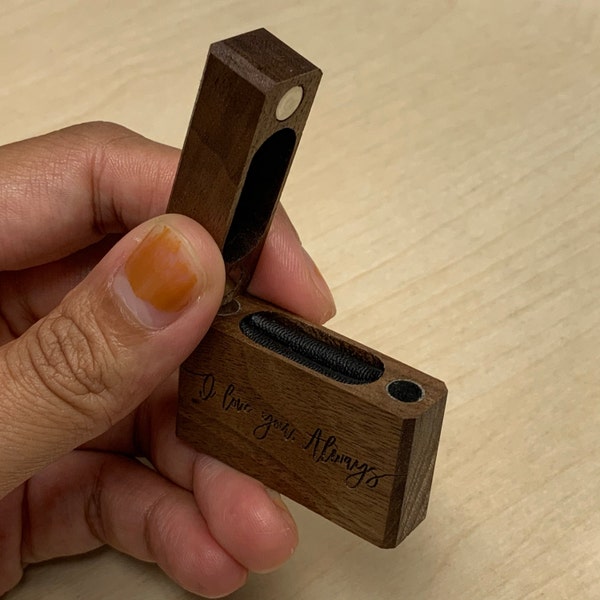 Magnetic Slim Engagement Ring Box - Personalize Engrave - Wanderweg ...
