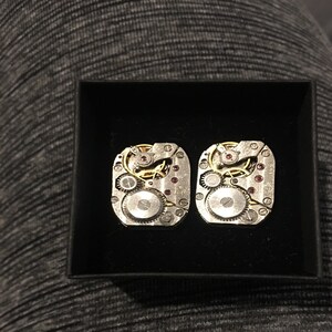 Movable Cufflinks Winding Working Watch Mechanism Cuff Link Steampunk ...