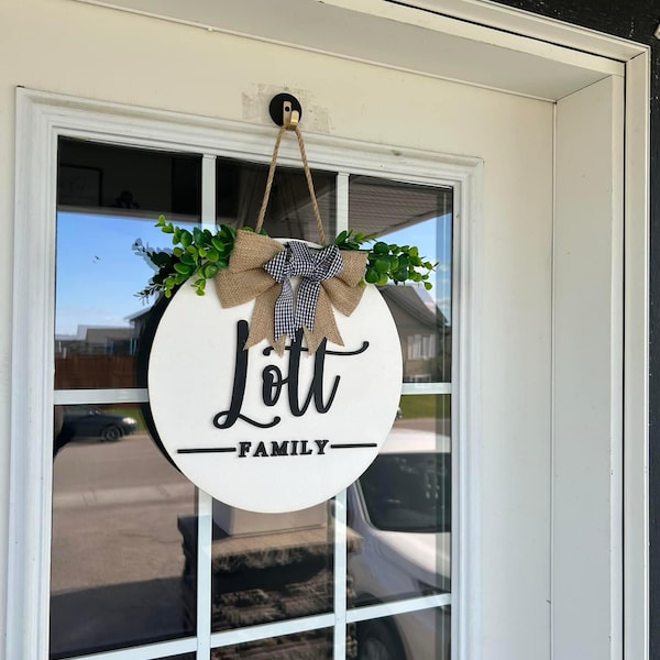 Personalized Family Door Sign, Last Name Hanger, Custom Wooden Welcome ...