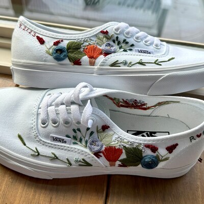 Custom Embroidered Vans Shoes by Hand to Order, Personalized Embroidery ...