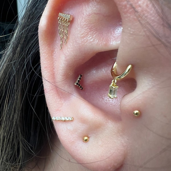 20G/18G Dot Flat Back Threadless Push Pin Labret Stud • Solid 925 ...