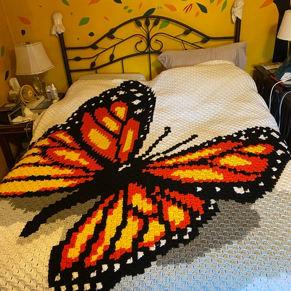 Crochet Butterfly - C2C Crochet Afghan - Crochet Animal Pattern With ...