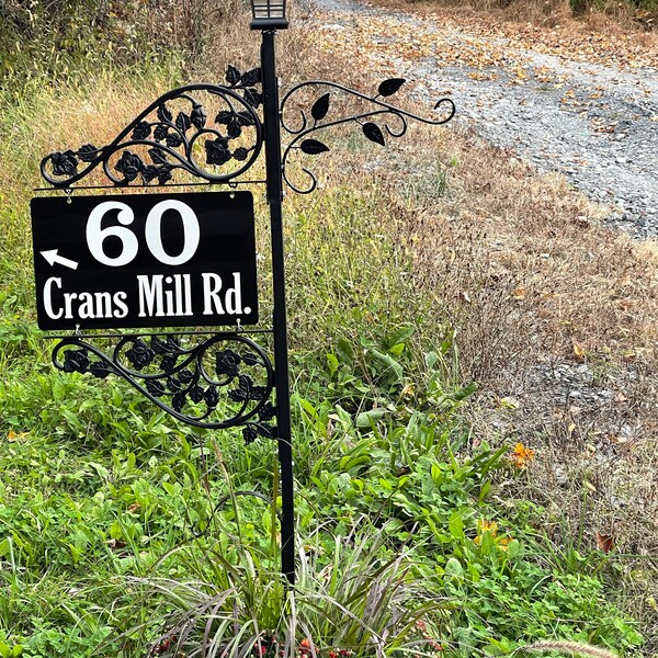 Reflective Address Sign: Double Sided Marker With Solar Light & Plant ...