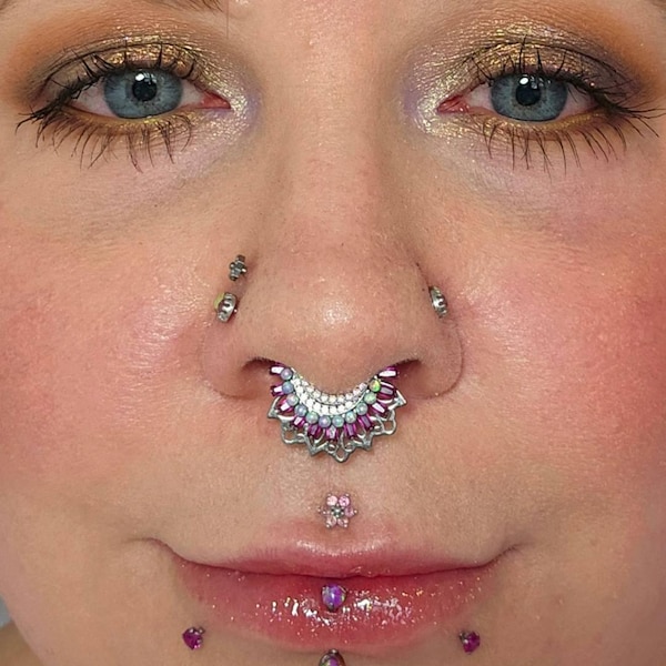 Implant Titanium Push in Threadless Nose Set ,L Bend Nose Stud ...