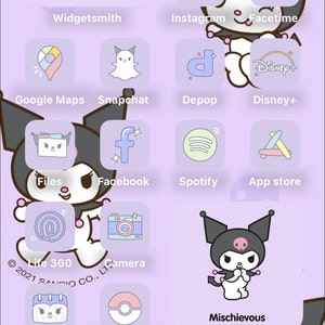 IOS 16 App Icons 540 Icons Cute Kawaii Purple Goth Bunny Cartoon Anime ...