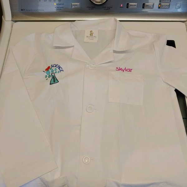 Kids Science Lab Coat With I Love Science Embroidery Design - Etsy