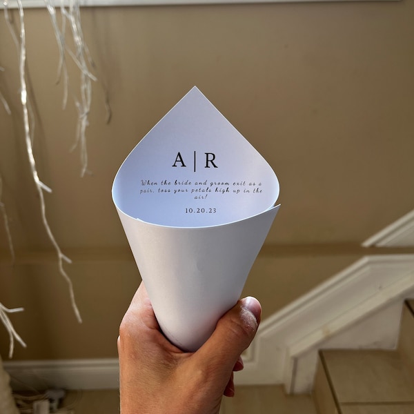 DIY Petal Cone, Paper Cone, Wedding Toss, Confetti Toss, PERSONALIZED ...
