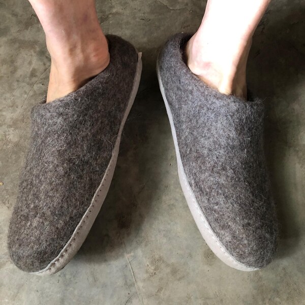 Felt Slippers | Wool Slippers | Natural Slip-on Slippers | Barefoot ...
