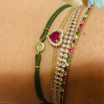 Ruby Heart Bracelet July Birthstone July Gemstone 14k Gold - Etsy