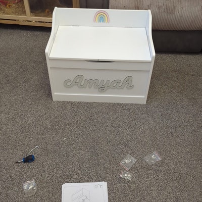 Personalised White Rainbow Childrens Toy Box Toy Storage Toy Chest ...