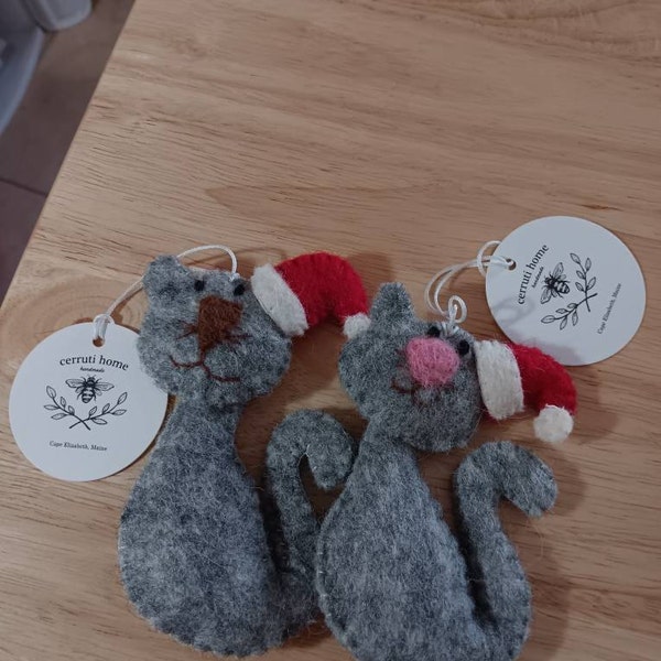 Felted Wool "christmas Cat Collette" Ornament-cat Ornament-christmas ...