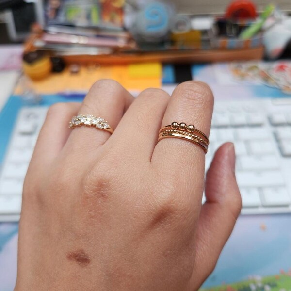 Fidget Anxiety Ring SET - Stackable Anxiety Ring Spinner, Fidget ...