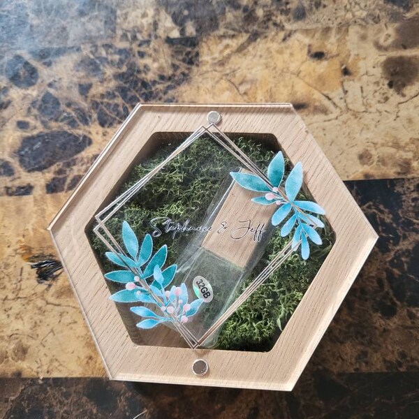 Wood Photo Box for Photo 4x6 & USB Box Holder 4x6 Proof Box USB Stick 3 ...