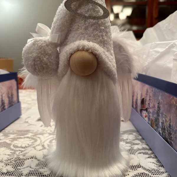 Angel Gnome, Tree Topper, Memorial Gnome Holiday Gnome, Christmas ...