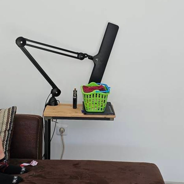 1x Side Table C-shape | Laptop Table Metal Wood | Coffee Table Sofa ...