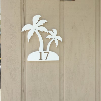 Address Plaque Palm Trees Personalized Sign Outdoor Decor - Etsy