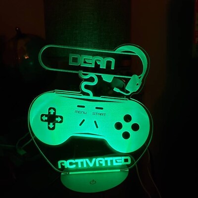 Gamer LED Night Light, Personalized Kid's Room Video Game Controller W ...