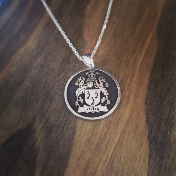 Personalized Family Crest Necklace, Custom Made Coat of Arm Pendant ...