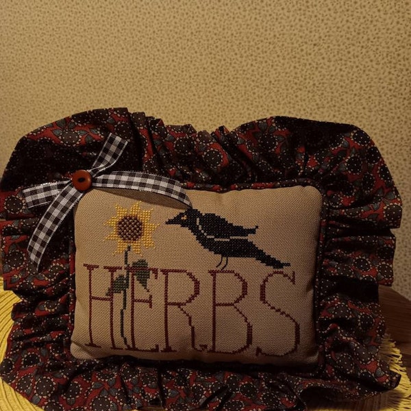 Brenda Gervais Cross-stitched SPRING Into SUMMER PILLOW on 14 Count ...