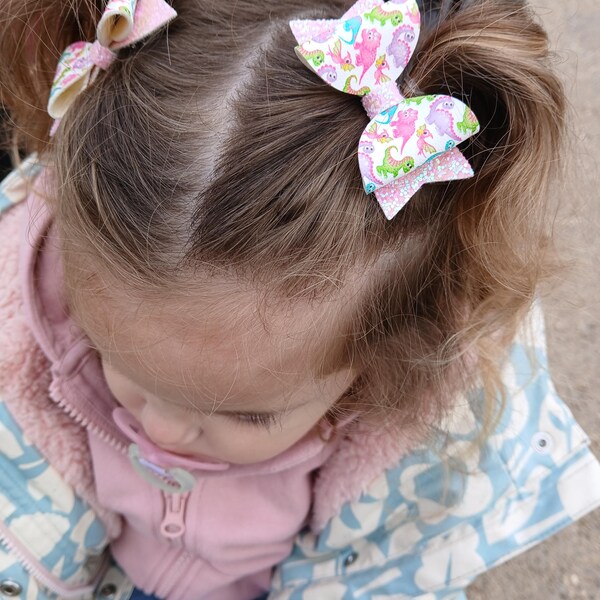 Pink Mini Pigtails, Glitter Bows, First Hair Bows, Girls Hair Clips ...