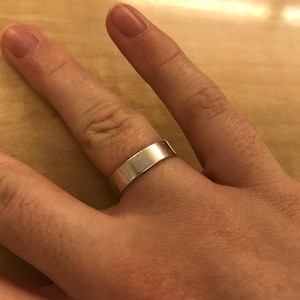 Solid Silver Band Ring for Women, Cigar Band Ring, Simple Ring, Wide ...