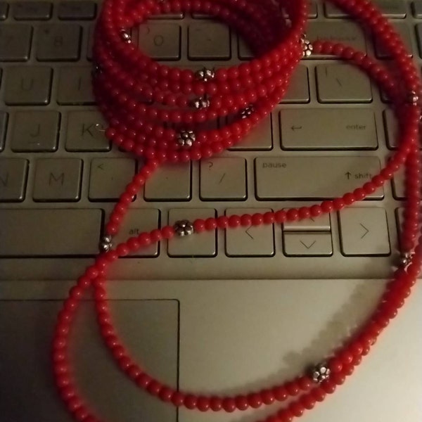 Long Maroon Chunky Beaded Necklace, Dark Red Long Acrylic Necklace With ...