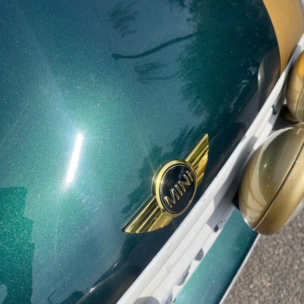 Mini Badge X2 Logo Front Bonnet Gold Tailgate Metal Sticker Emblem ...