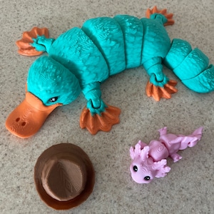 Large Articulated Platypus 3D Printed Figure With Removable Hat ...