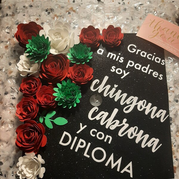 Graduation Cap Topper Mexico Chingona Cabrona Y Con Diploma Class 2025 ...