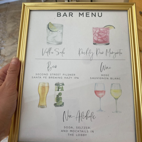 Bar Menu Template, Modern Editable Drink Menu, Minimalist Printable Bar ...