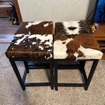 The Liberty Cowhide and Steel Storage Ottoman / Storage Chest Handmade ...