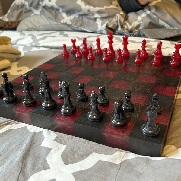 Handmade Large Illuminated Chess Set, Epoxy Resin Chess,unique Chess ...