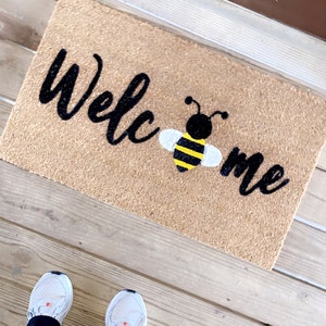 Bee Welcome Doormat, Bumble Bee Doormat, Cute Doormat, Welcome Mat ...
