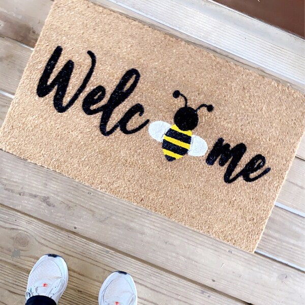 Bee Welcome Doormat, Bumble Bee Doormat, Cute Doormat, Welcome Mat ...