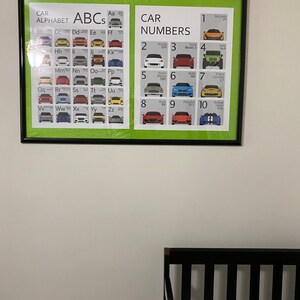 Car Nursery ABC Alphabet Car Poster Print Wall Art for Babies and Kids ...
