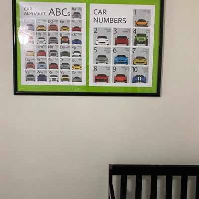 Car Nursery ABC Alphabet Car Poster Print Wall Art for Babies and Kids ...