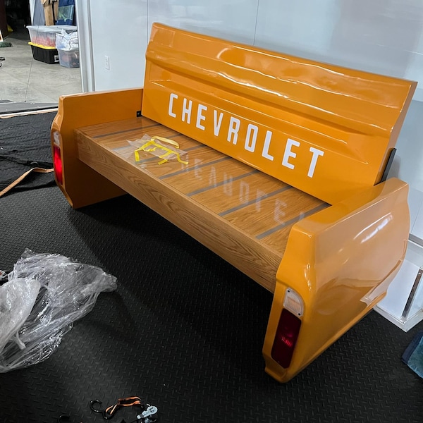 Bench Truck Bench Square Body Tailgate Mancave Decor Garage Furniture ...