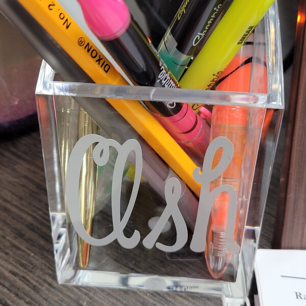Personalized Acrylic Pen Cup, Pencil Cup, Teacher Gift, Monogram Pen ...