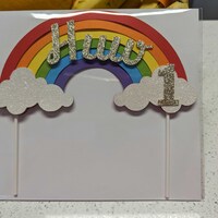 Personalised Small Pastel Rainbow Cake Topper, Custom Name, Birthday ...