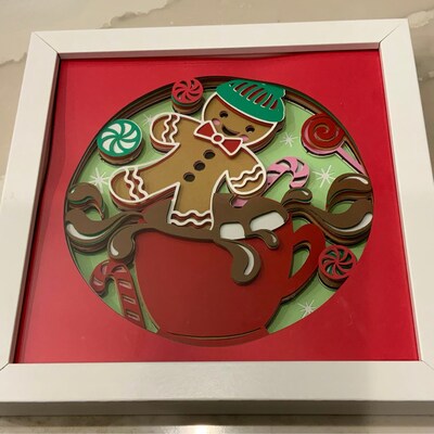 Gingerbread Shadow Box Svg, Shadow Box Svg, Christmas Shadow Box Svg ...